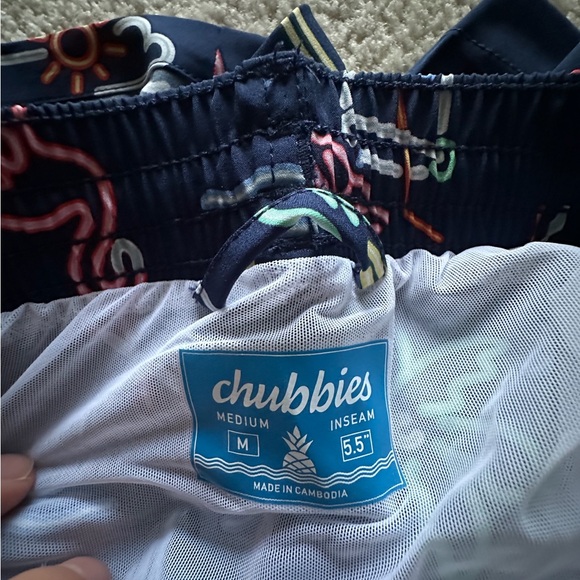 chubbies | Swim | Chubbies Navy Blue Trunks 55 With Neon Designs | Poshmark